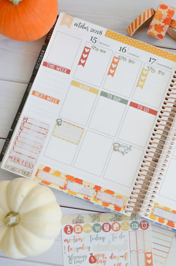 Plan with Me | Fall Sticker Kit and Washi Tape | Erin Condren Vertical ...