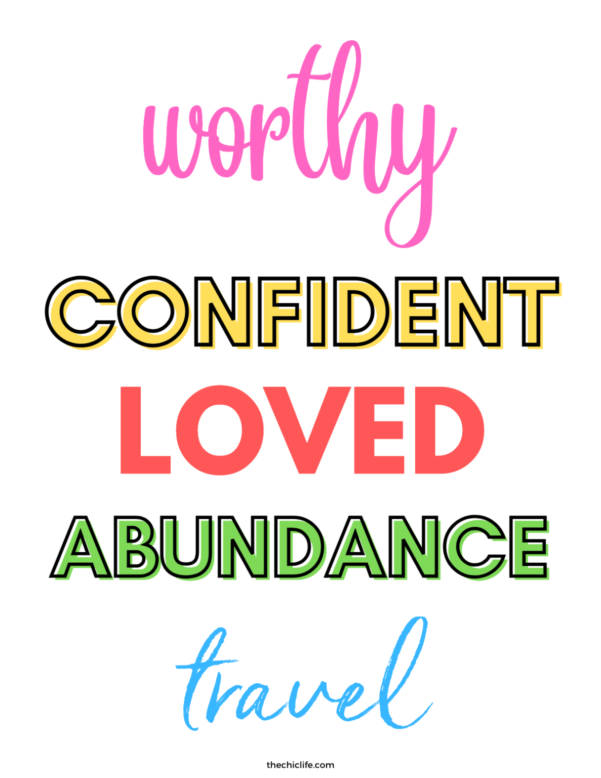 Colorful Vision Board Words (Free Printable PDF) - The Chic Life