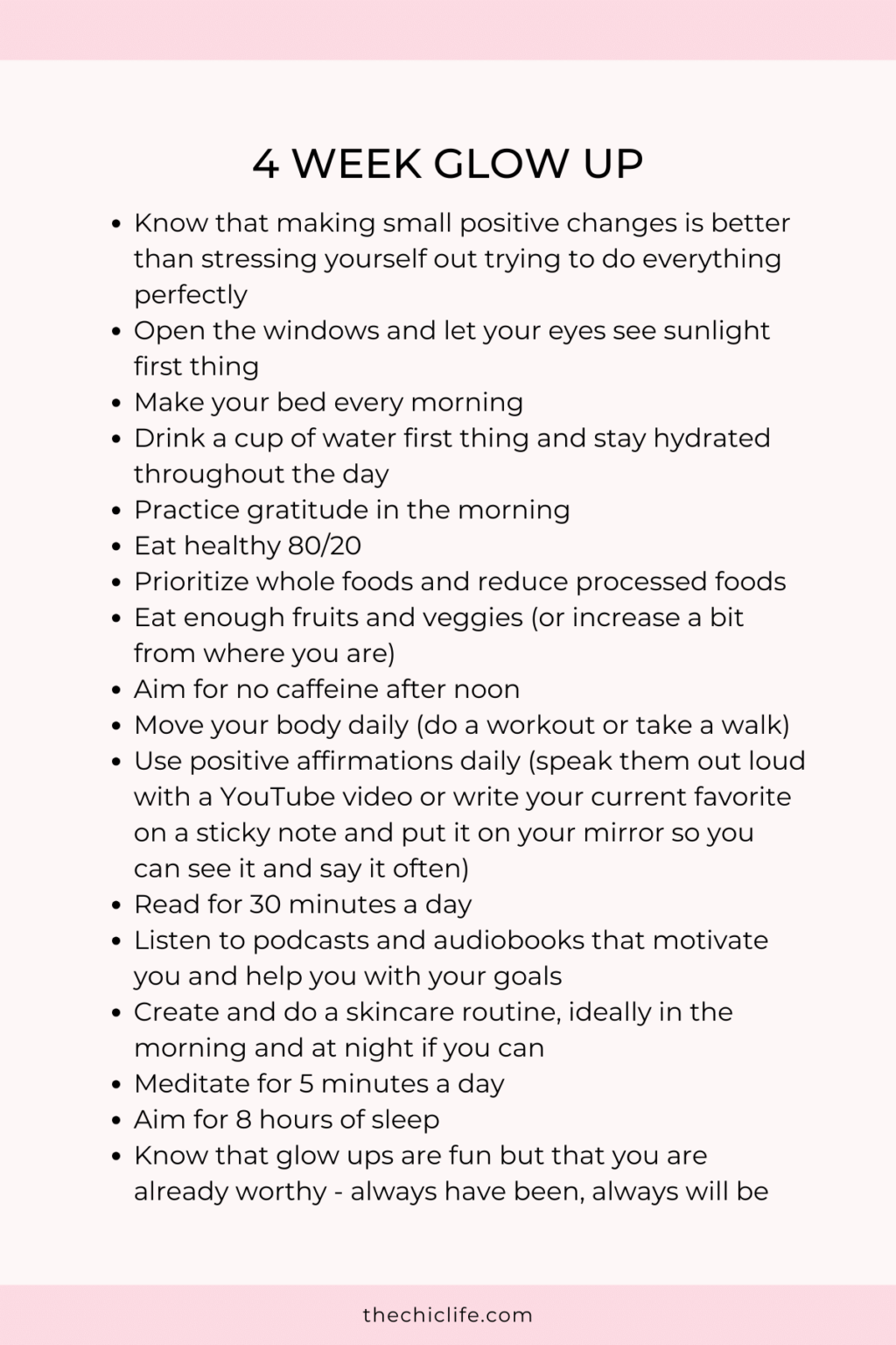 Ultimate Glow Up Checklist to Level Up Your Life in 2025 (FREE PDF) - The Chic Life