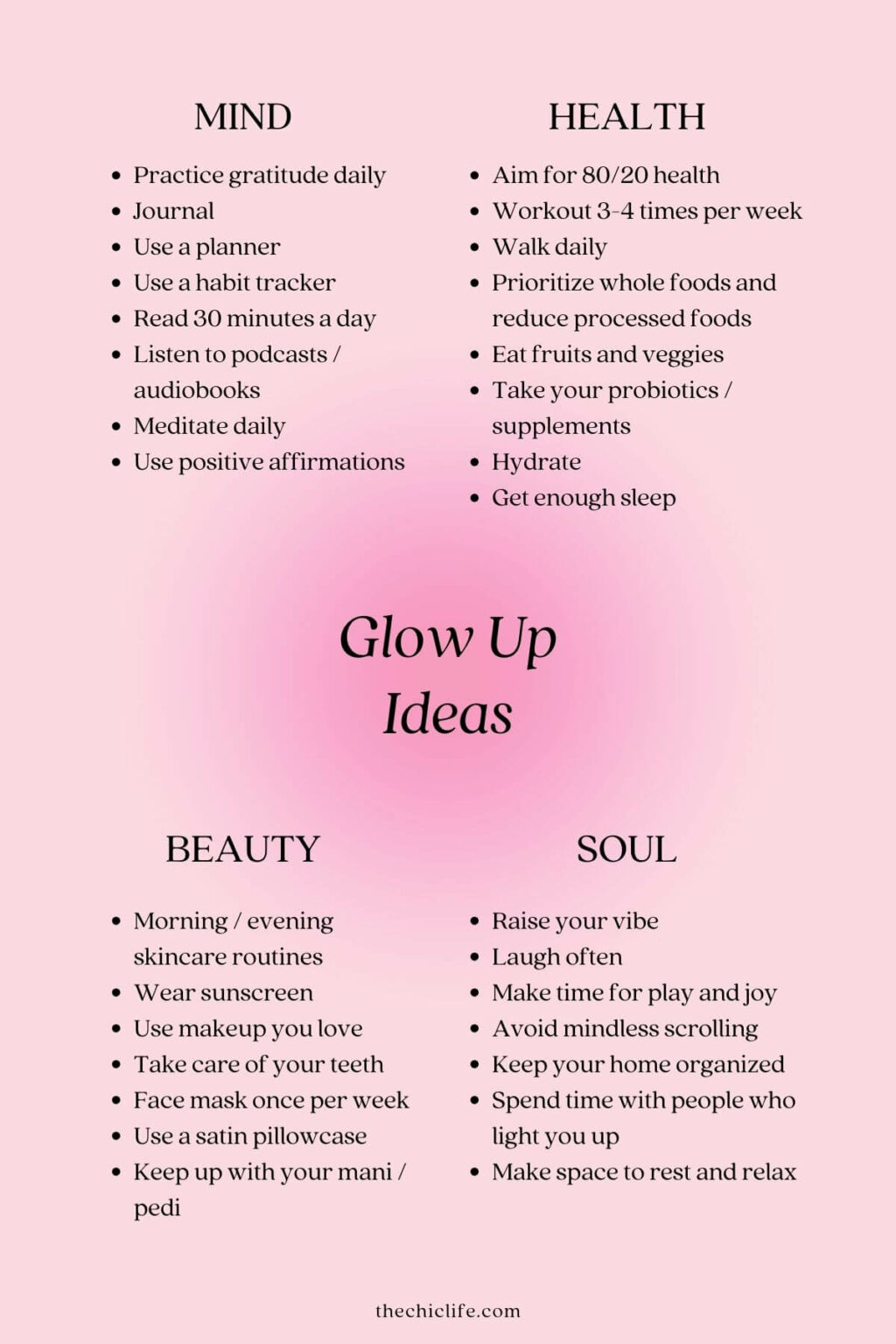 Ultimate Glow Up Checklist to Level Up Your Life in 2025 (FREE PDF) - The Chic Life