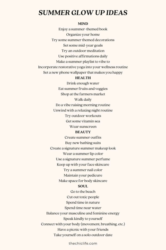 Summer Glow Up Ideas 2024 (Positive Ideas for Warm Weather) - The Chic Life