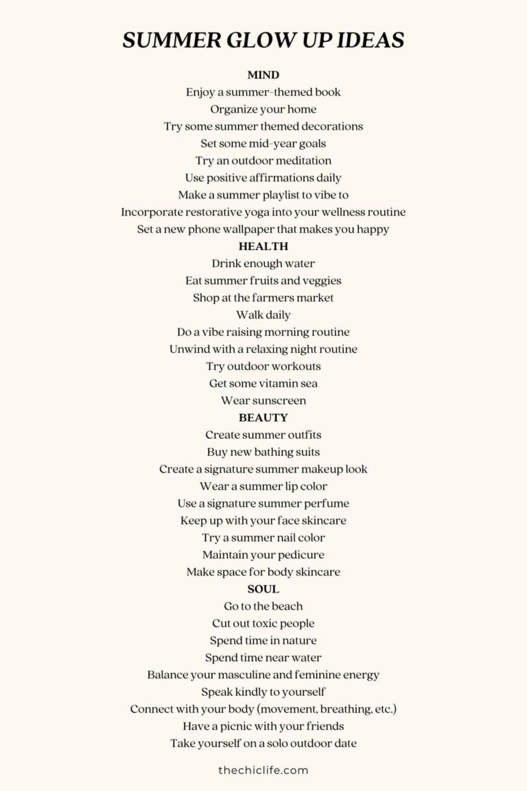 Summer Glow Up Ideas 2024 (Positive Ideas for Warm Weather) - The Chic Life