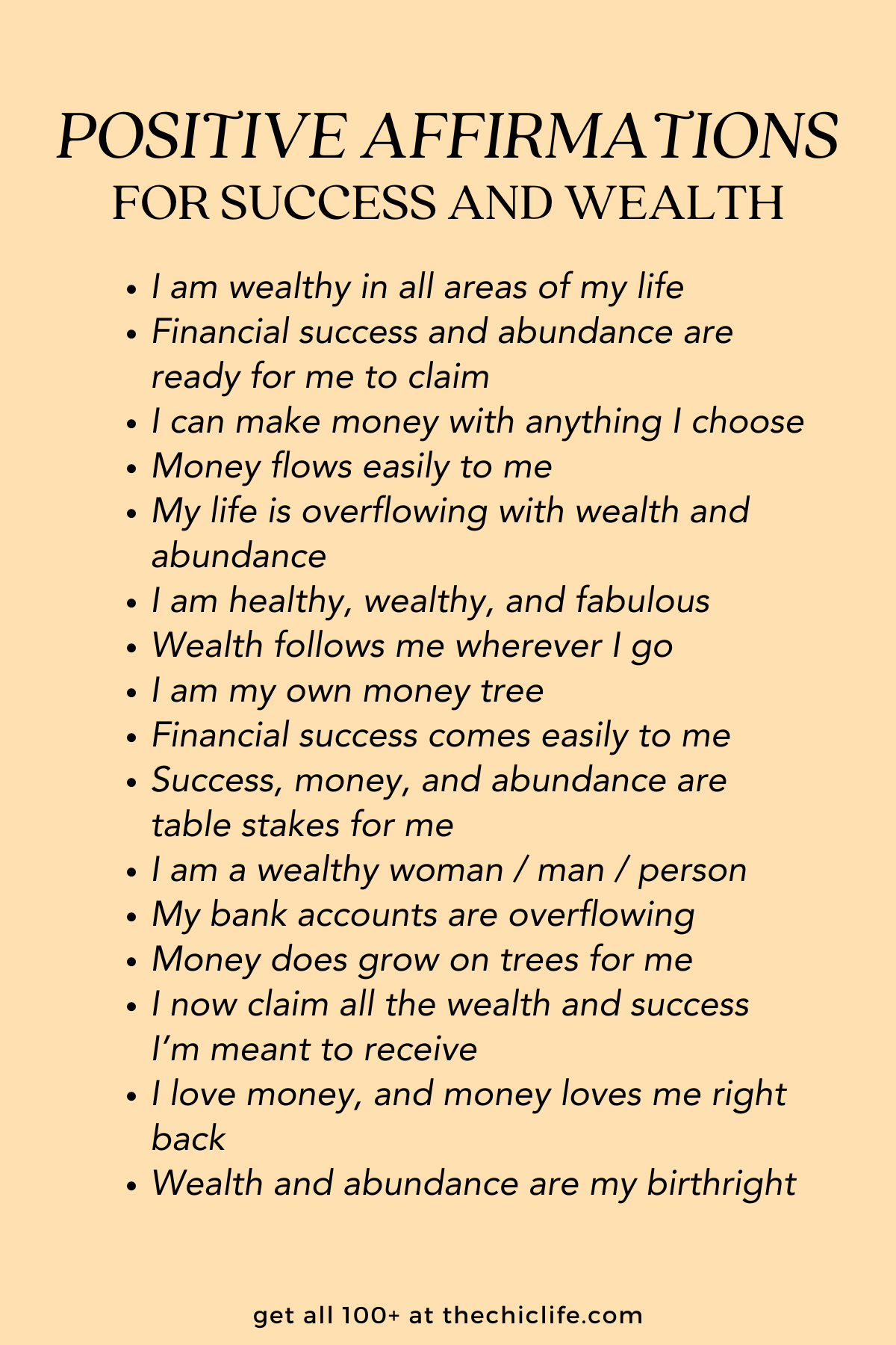 100+ Positive Success Affirmations (For Wealth, Business, Work, and More) - The Chic Life