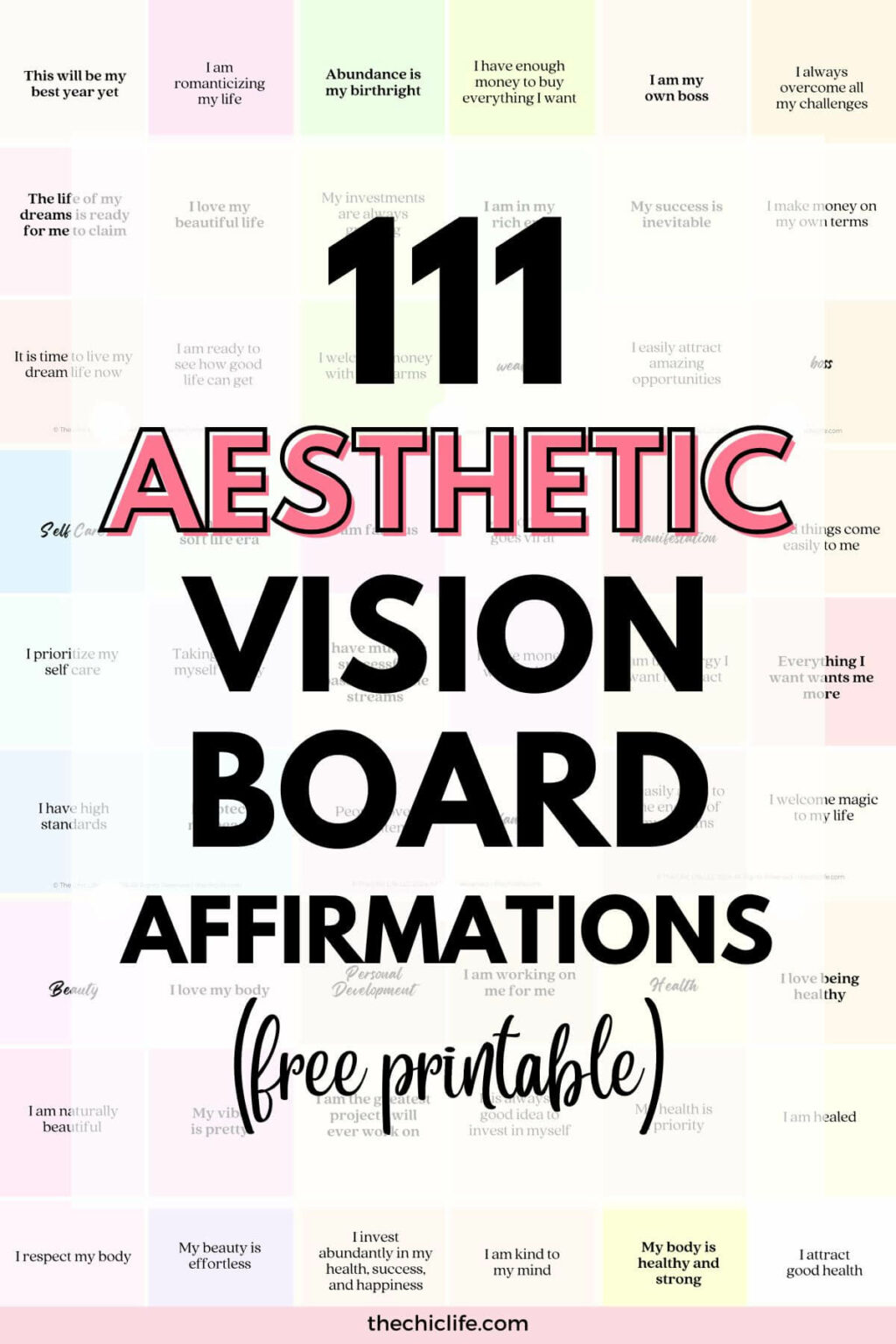 111 Aesthetic Vision Board Affirmations 2025 (Free Printable) - The ...