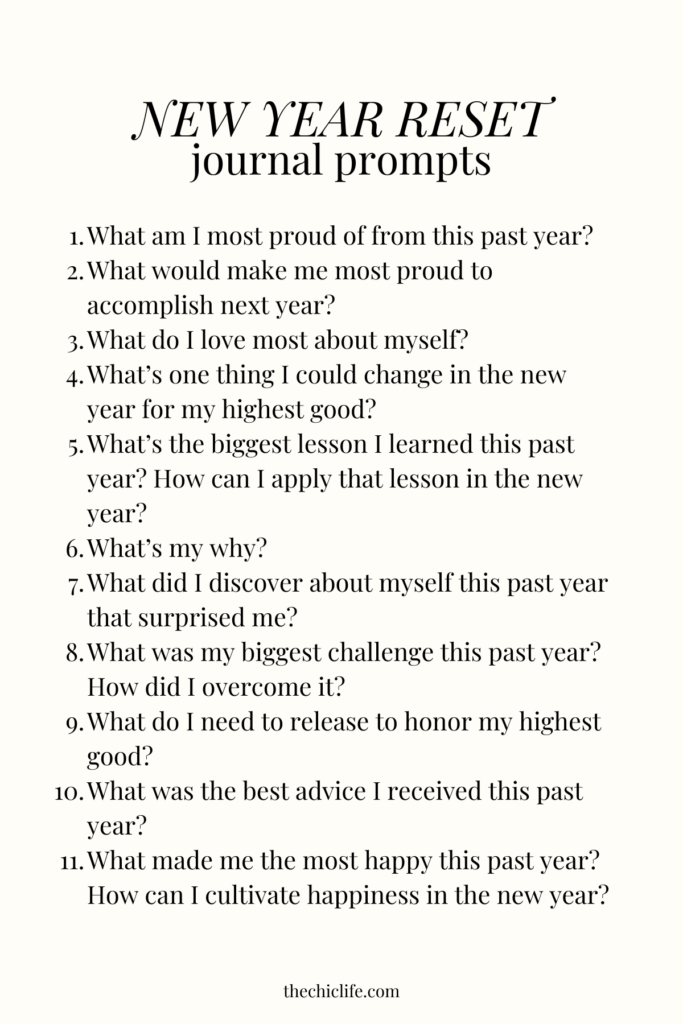 New Year Reset Journal Prompts 2025 - The Chic Life