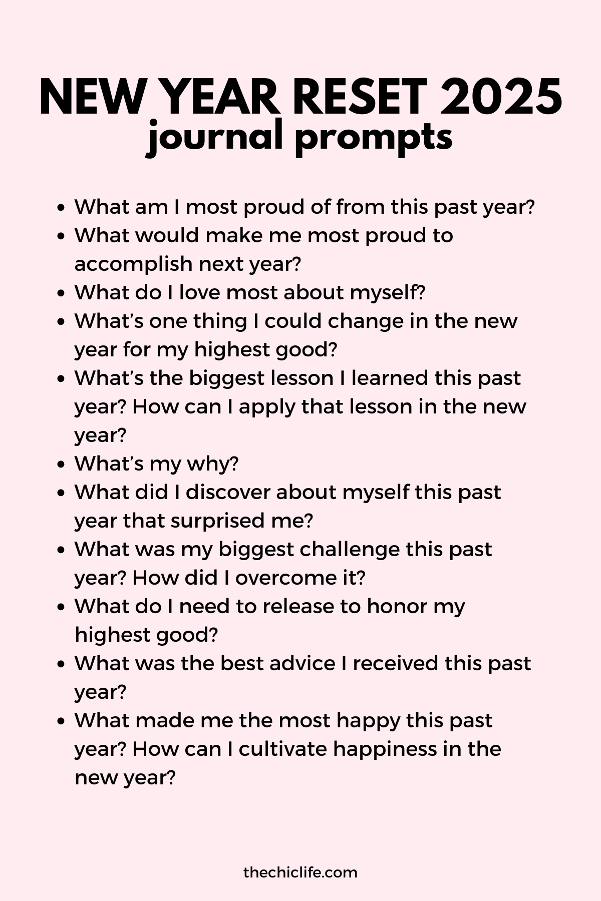 New Year Reset Journal Prompts 2025 - The Chic Life