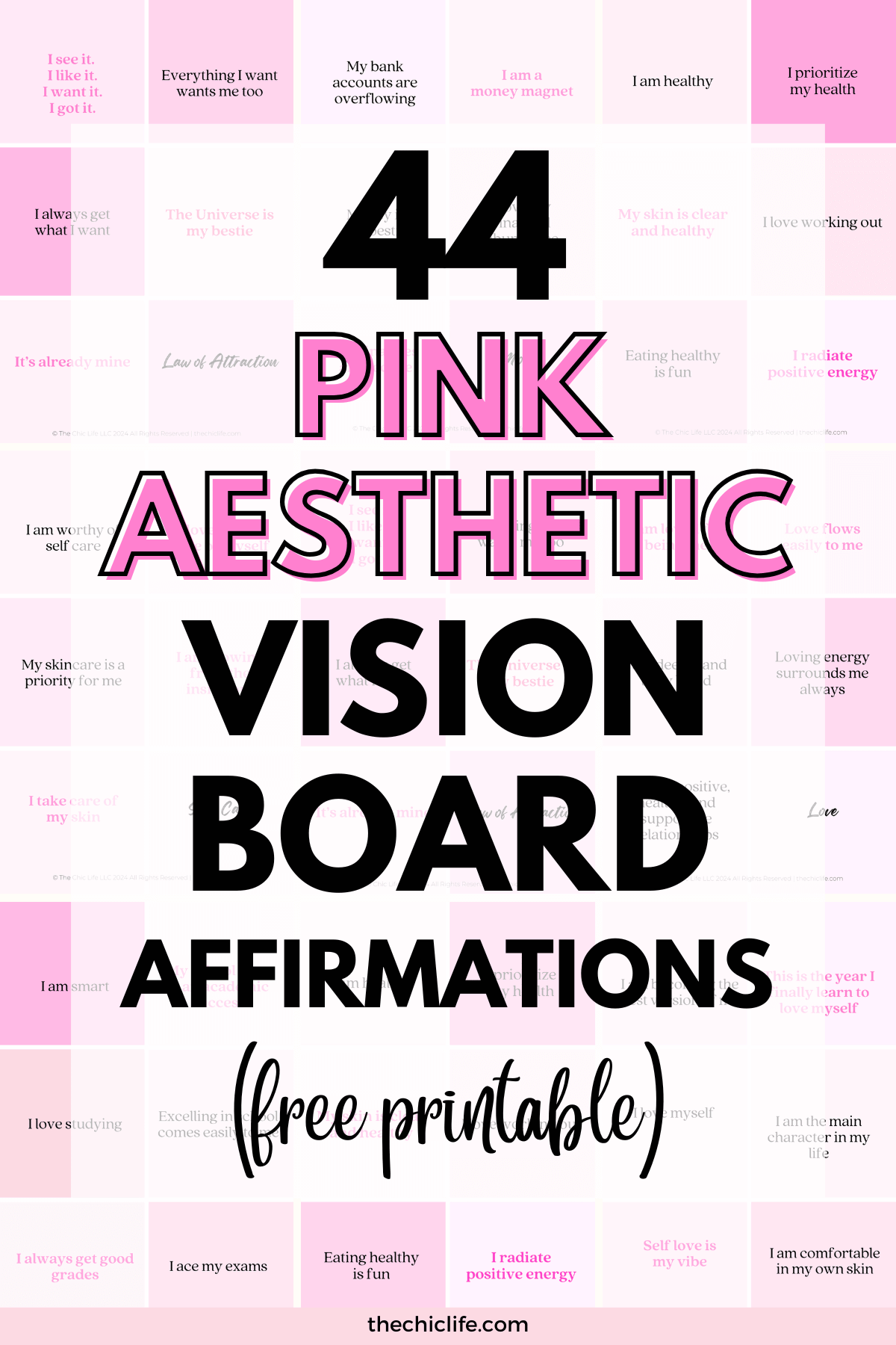 44 Pink Aesthetic Vision Board Affirmations (Free Printable) - The Chic ...