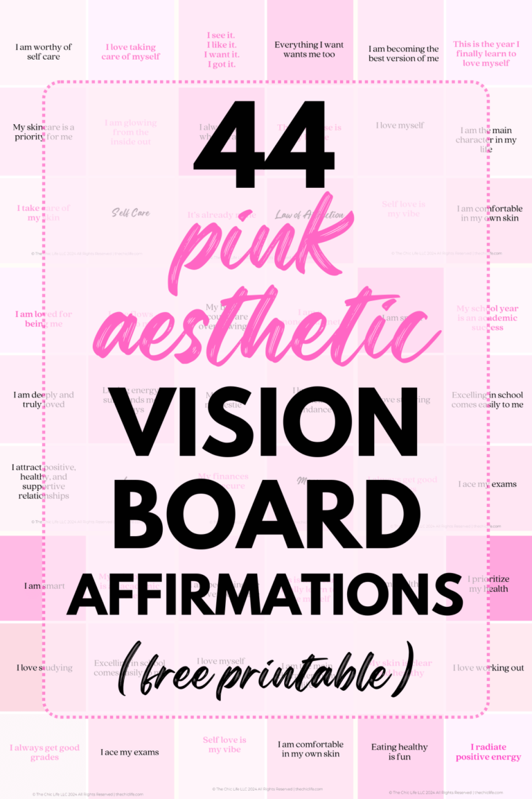 44 Pink Aesthetic Vision Board Affirmations (Free Printable) - The Chic ...