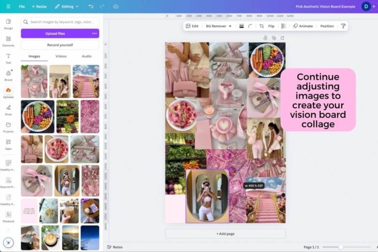 How to Make a Pink Aesthetic Vision Board (Using Canva and Pinterest ...