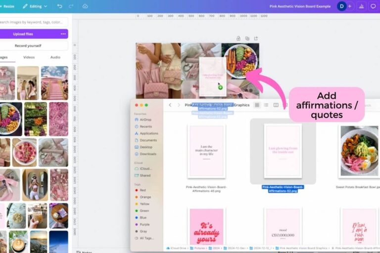 How to Make a Pink Aesthetic Vision Board (Using Canva and Pinterest ...