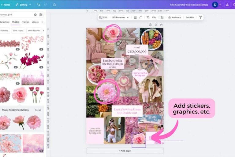 How to Make a Pink Aesthetic Vision Board (Using Canva and Pinterest ...