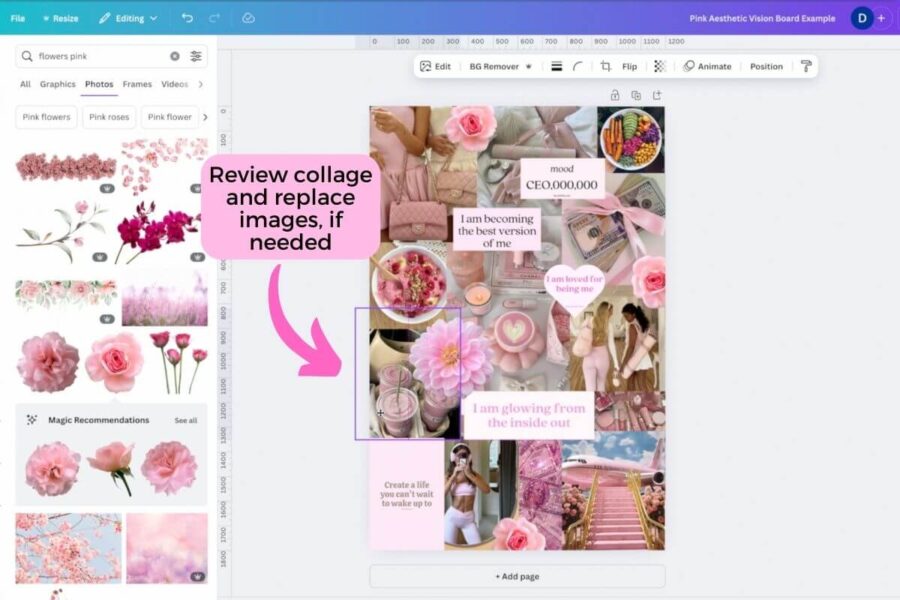 How to Make a Pink Aesthetic Vision Board (Using Canva and Pinterest ...
