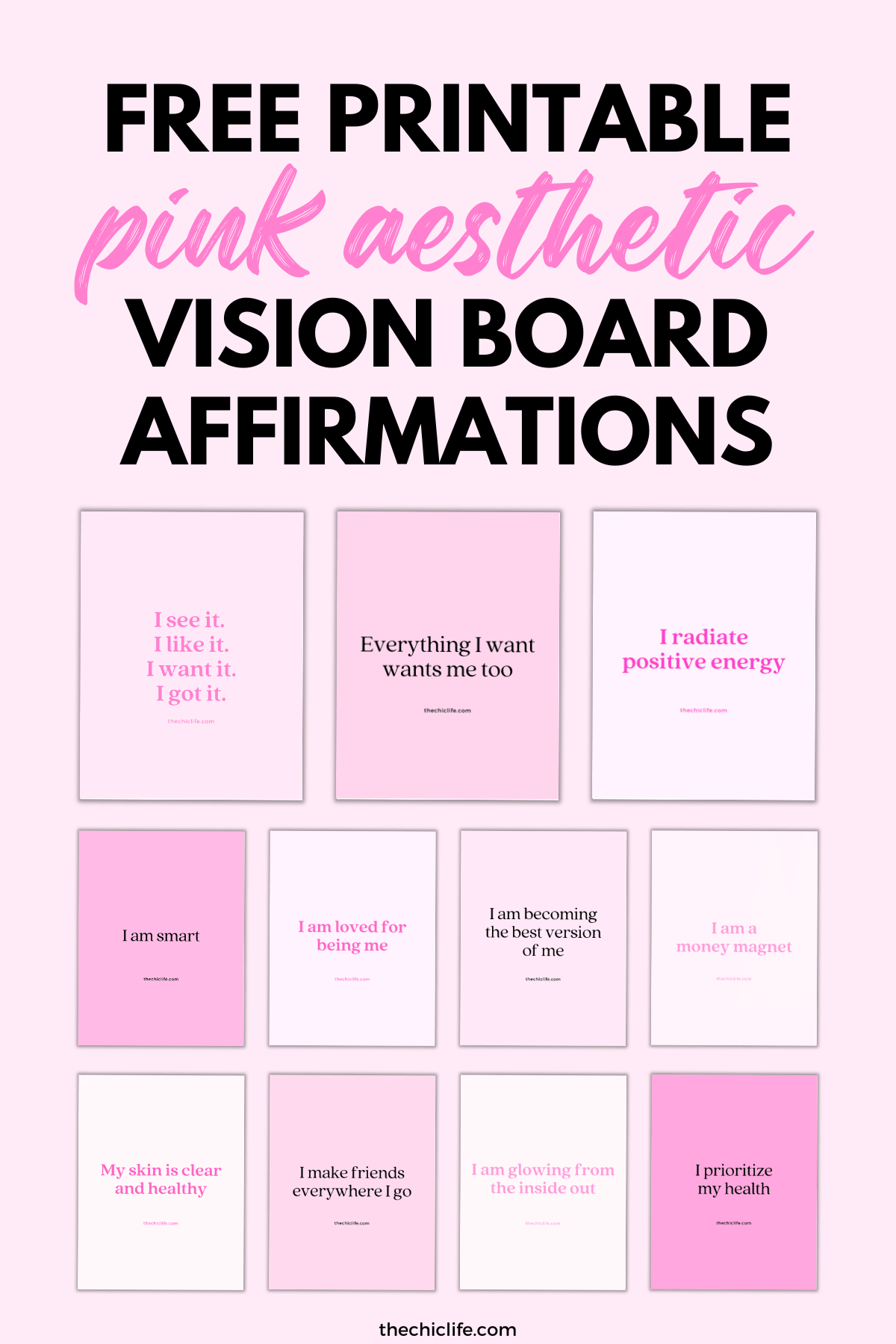 44 Pink Aesthetic Vision Board Affirmations (Free Printable) - The Chic ...