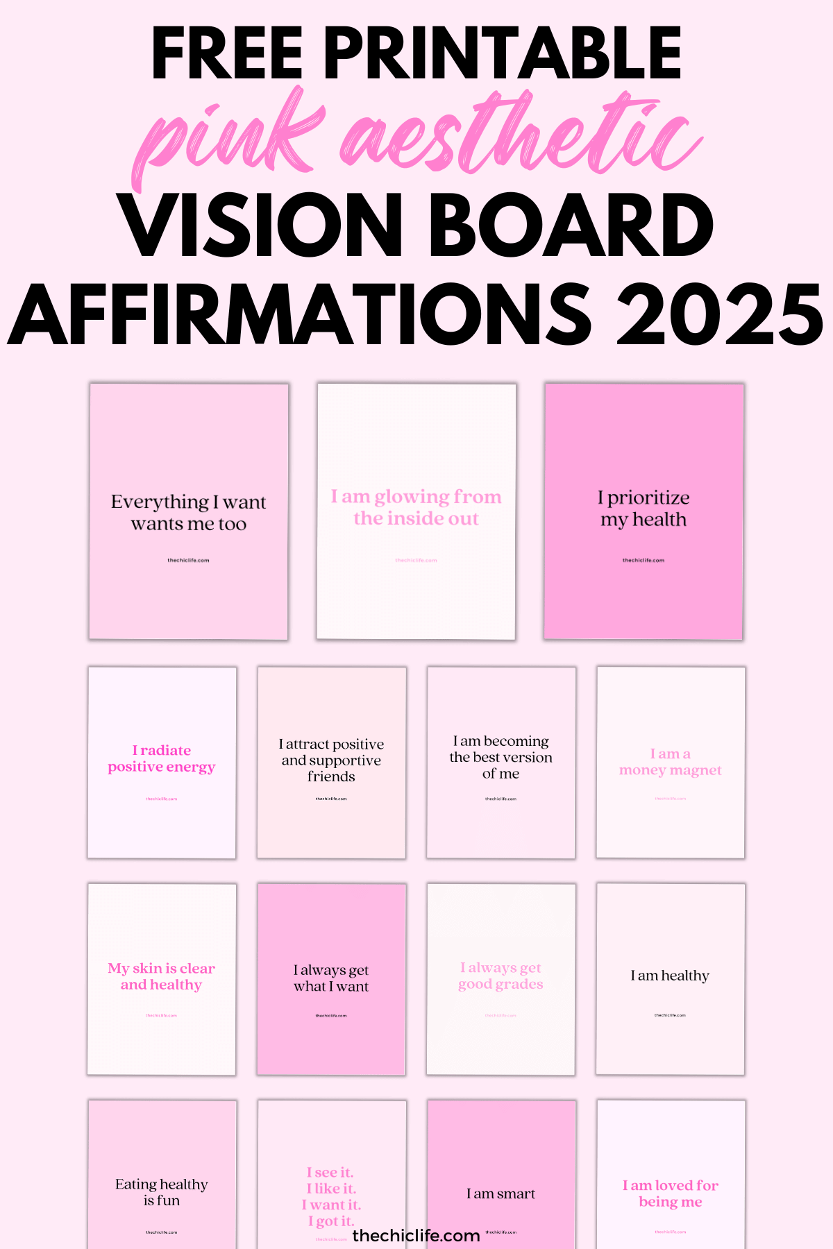 44 Pink Aesthetic Vision Board Affirmations (Free Printable) - The Chic ...