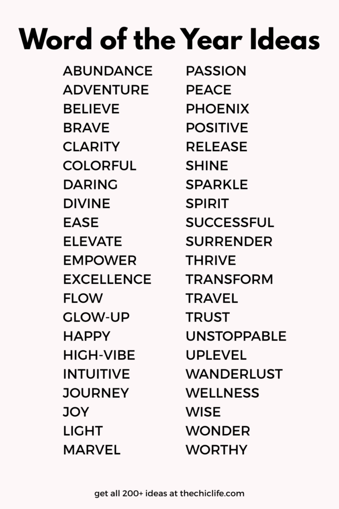 200+ Word of the Year Ideas 2026 (For Personal Growth + Dream Life ...