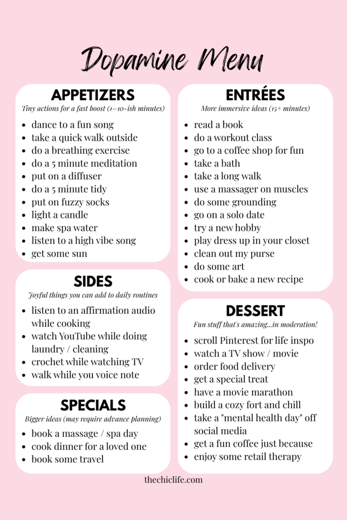 Dopamine Menu Ideas List and Aesthetic Examples - The Chic Life